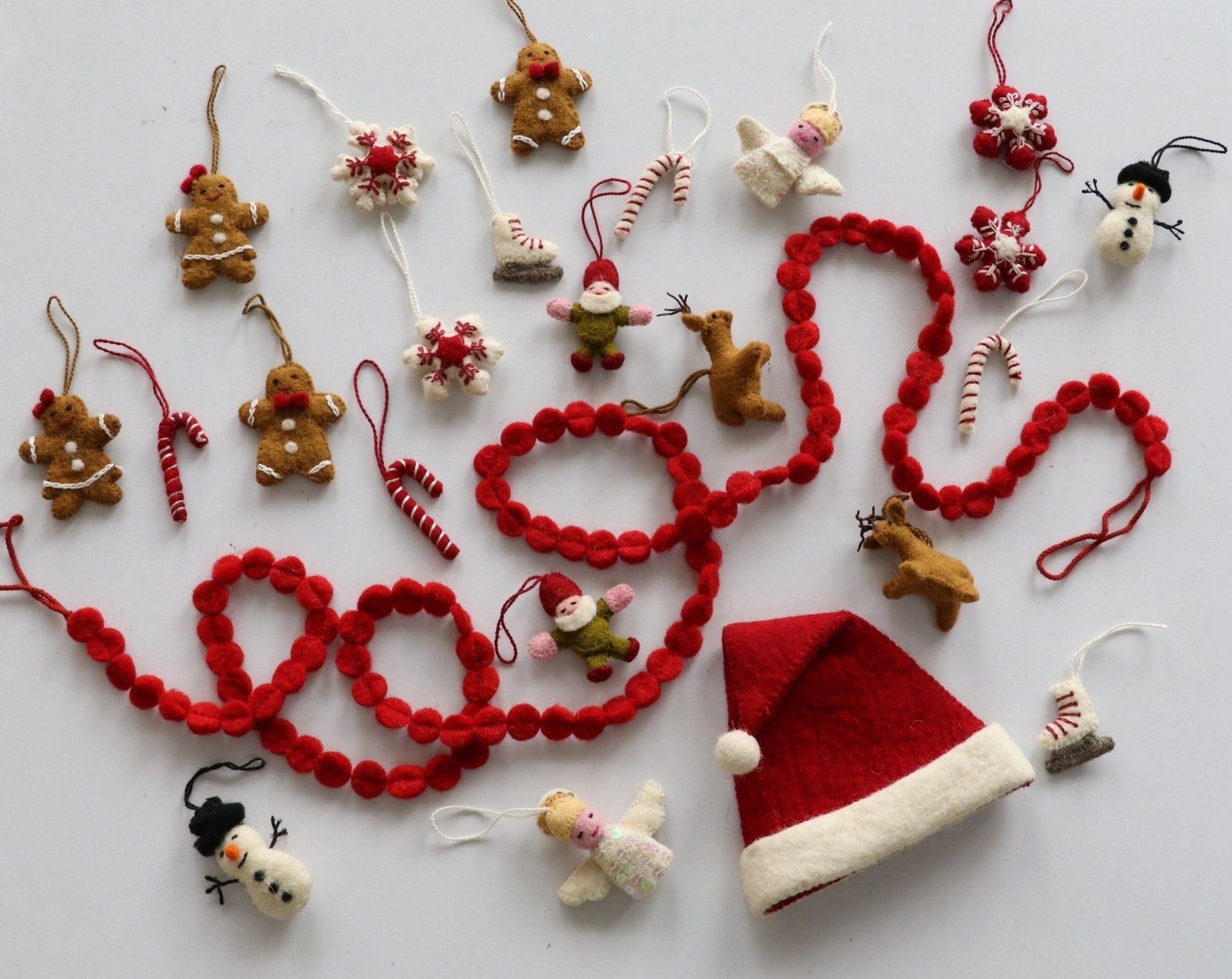 24 Piece Set- Iconic Christmas Mini Tabletop Tree Set- Hand Felted Woo ...
