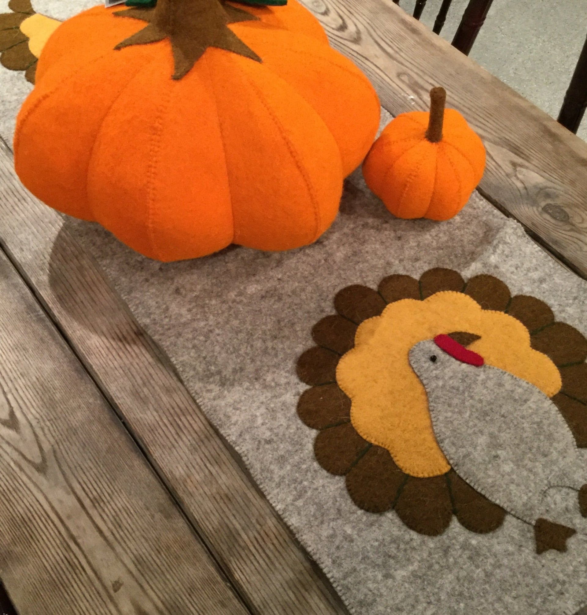Hand Felted Wool Thanksgiving Turkey Table Runner - 16x44" Arcadia Hom ...