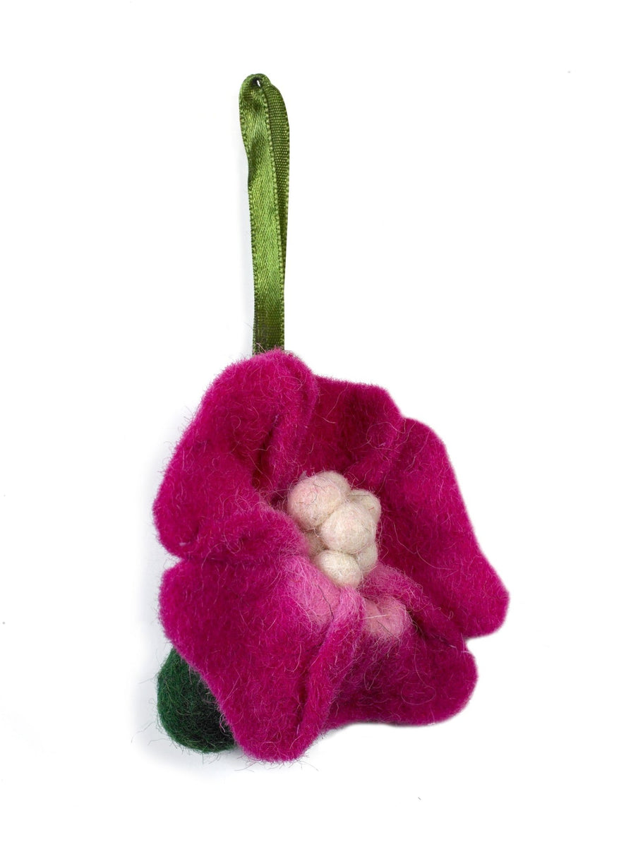Handmade Felt Magenta Pink Flower Christmas Ornament Arcadia Home ...