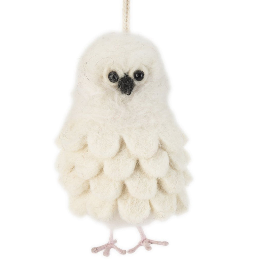 Handmade Felt Snowy Owl Christmas Ornament Arcadia Home