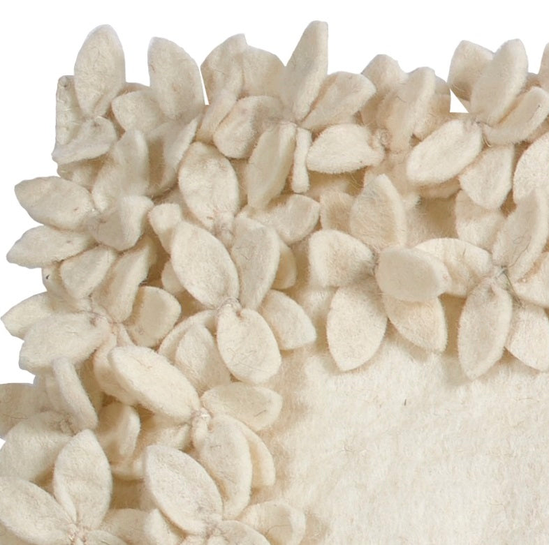 Hand Felted Wool Floral Border Table Runner in Cream, 16x90" – ARCADIA HOME