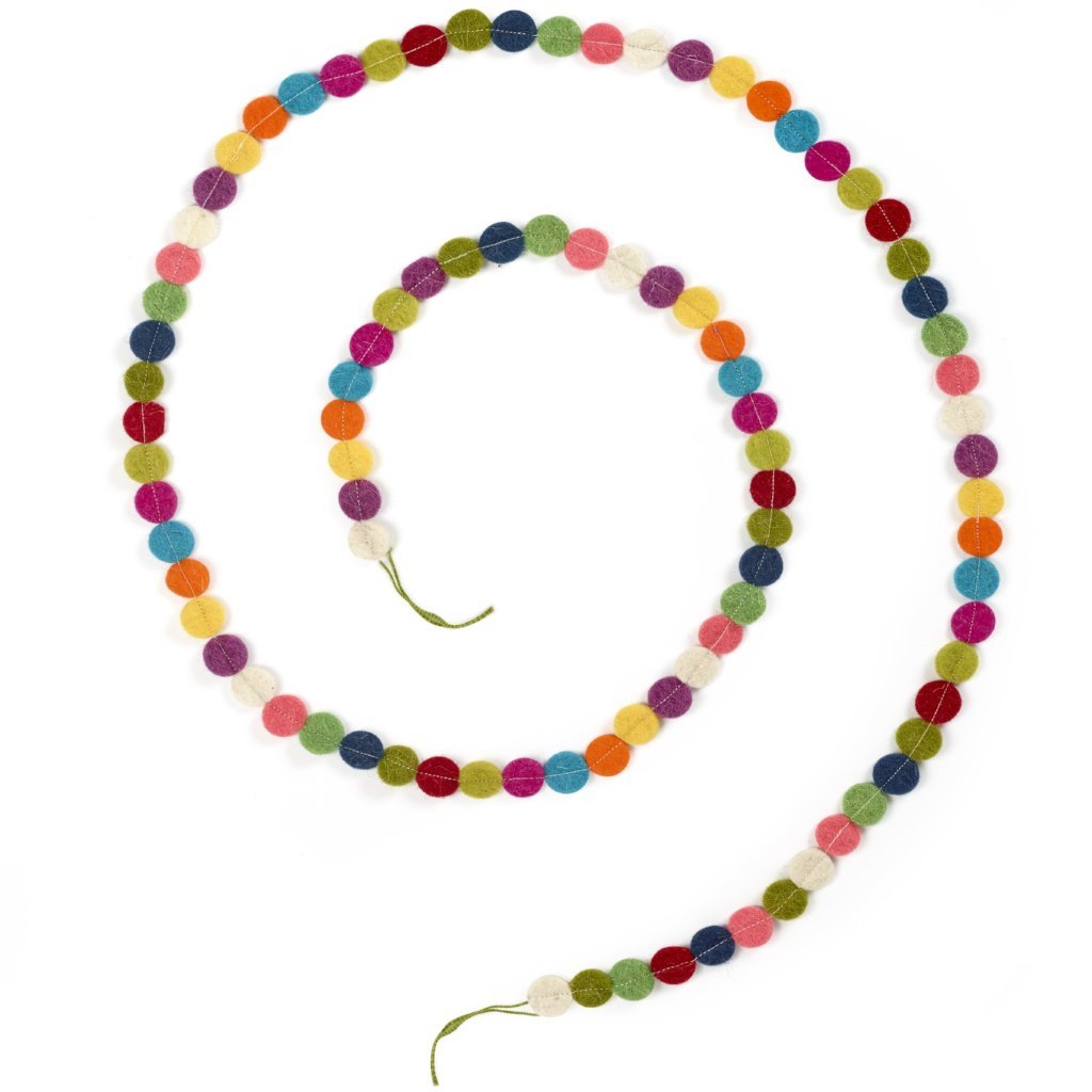 Hand Felted Wool Christmas Garland and Bunting - Multicolor Dots - 6 ...