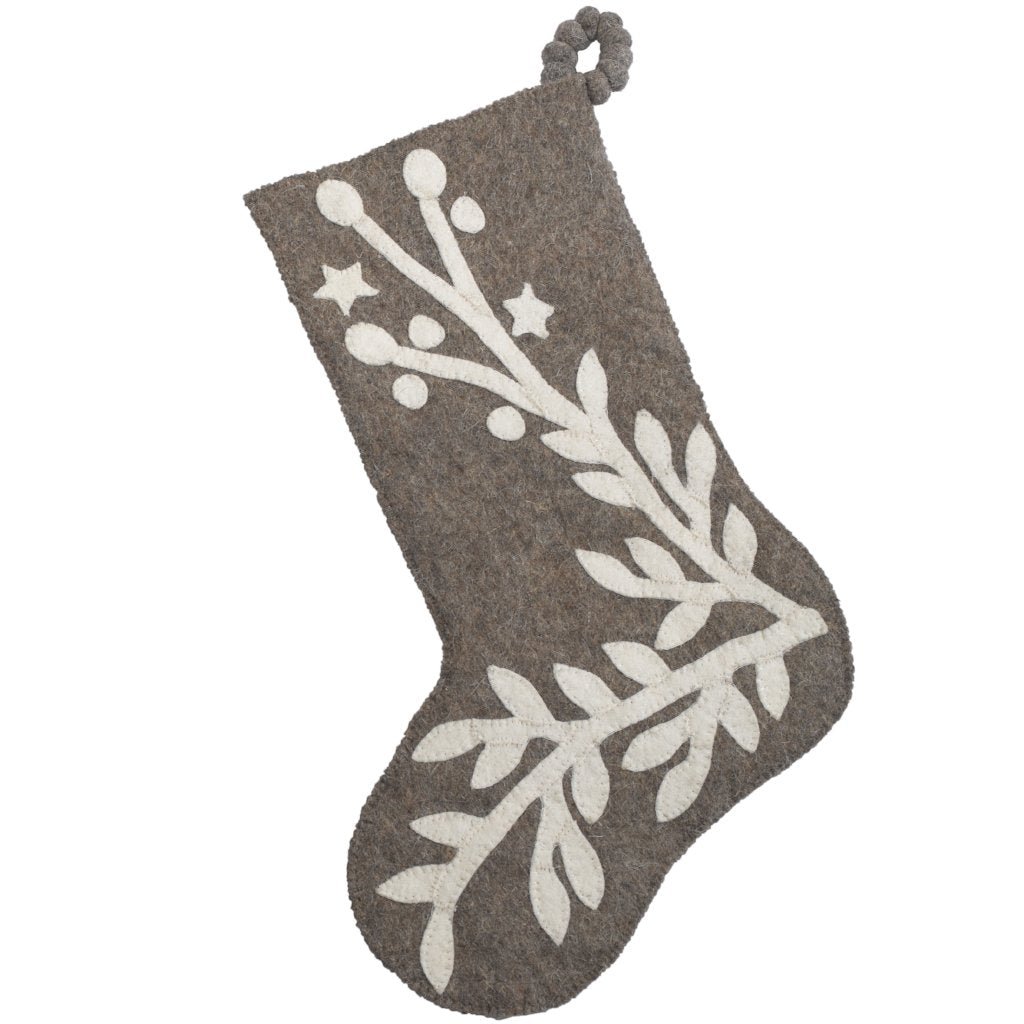 Hand Felted Wool Christmas Stocking – Stars and Branch Gray Arcadia Ho ...